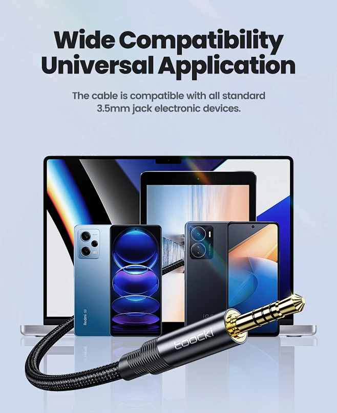 Toocki Aux Cable 3.5mm Male to Female Audio Extension Speaker Cable ...