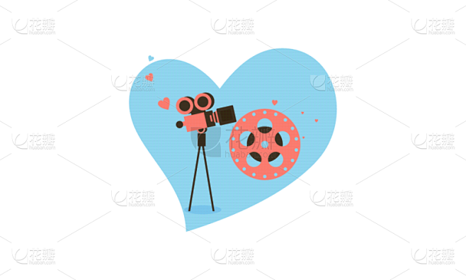 love movie heart cinema film creative simple logo