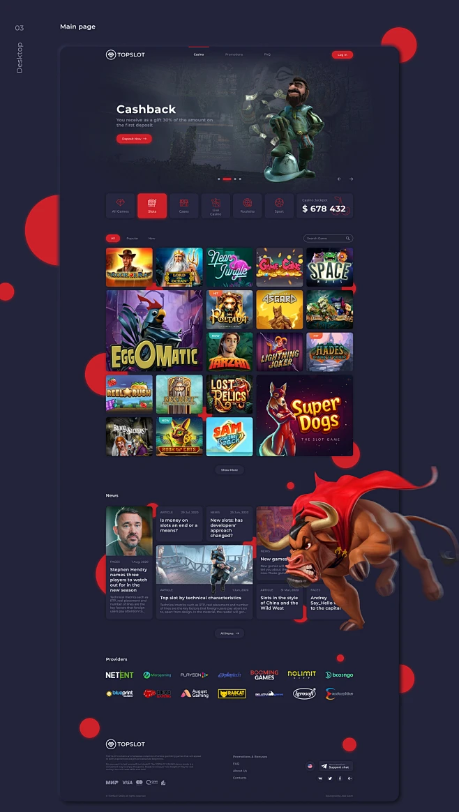 black casino dark theme game online casino redesign Slots UX / UI Web ...