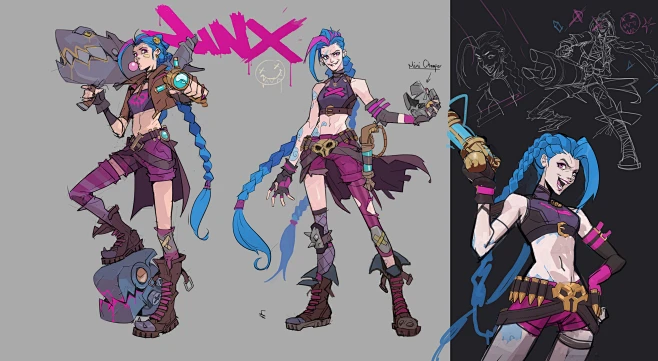 Jinx Character Concept & Style - 2XKO-花瓣网