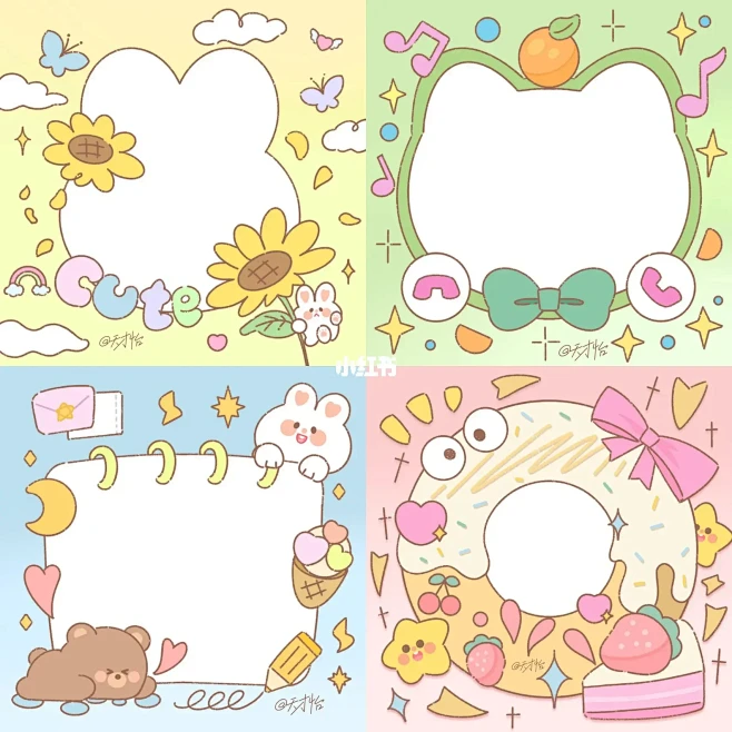 大怡的画｜原创敲可爱大头贴涂鸦一组