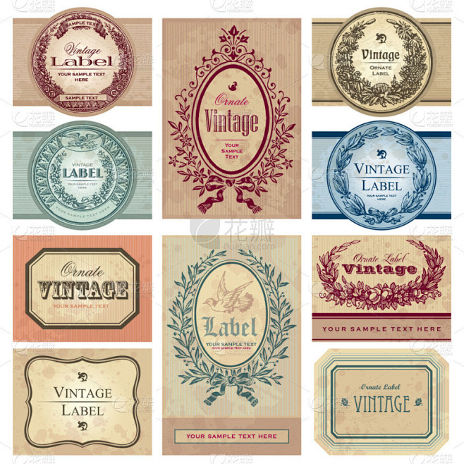 葡萄酒标签设置 (矢量)