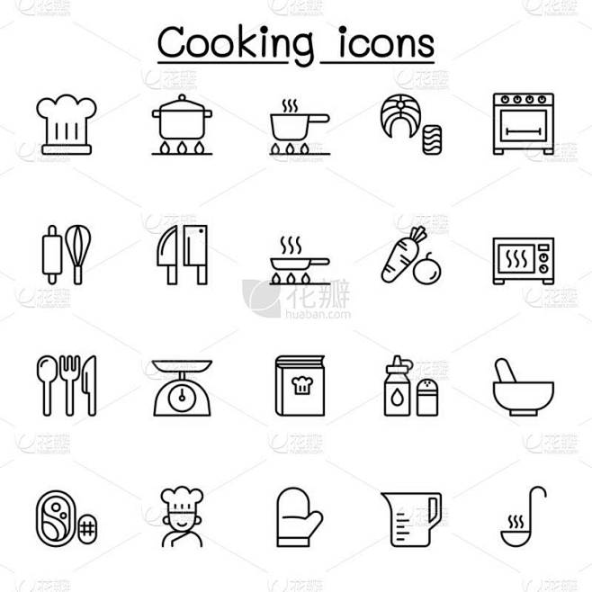 烹饪中细线样式设置的图标
