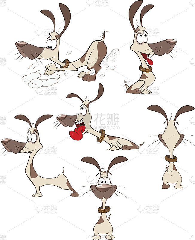 一套卡通有趣的狗