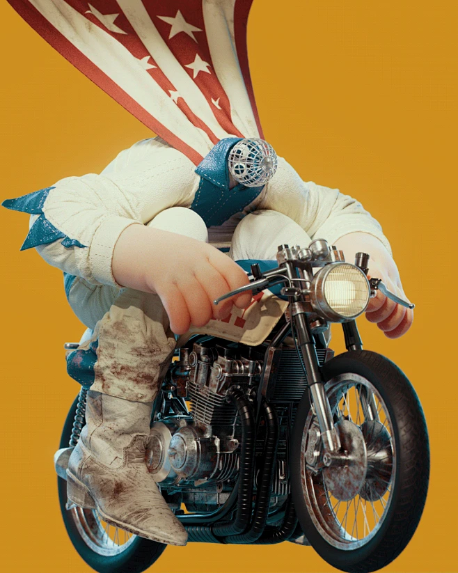 motorcycle Bike Daredevil surreal cage america 3D Character design -花瓣网