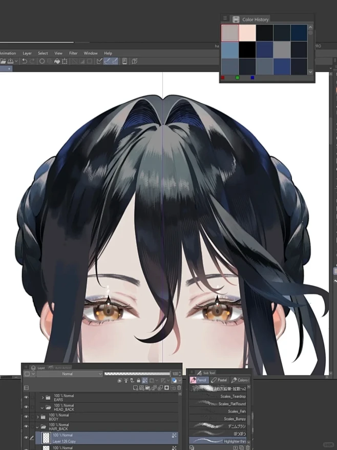 为Live2d 绘制头发 | Drawing hair for Live2D 我目前正在制作vtuber模型 I am currently ...