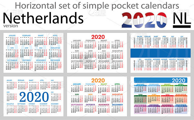 Netherlands set of pocket calendars for 2020