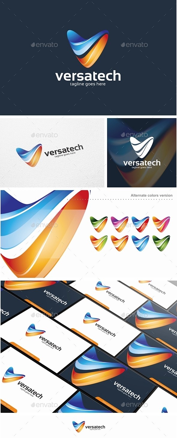 Versatech / V信-标志模板信件标志模板Versatech / V Letter - Logo Template - Letters ...