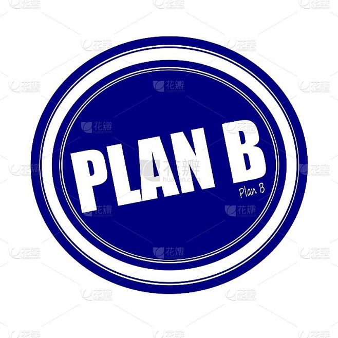 PLAN B白色邮票文字在蓝色
