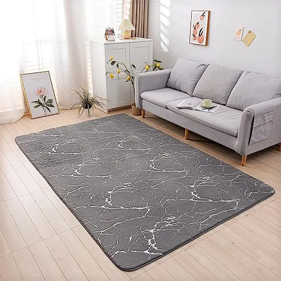 Aimuan Grey Rug Soft Silver Marble Metallic Glitter Area Rug Nursery ...