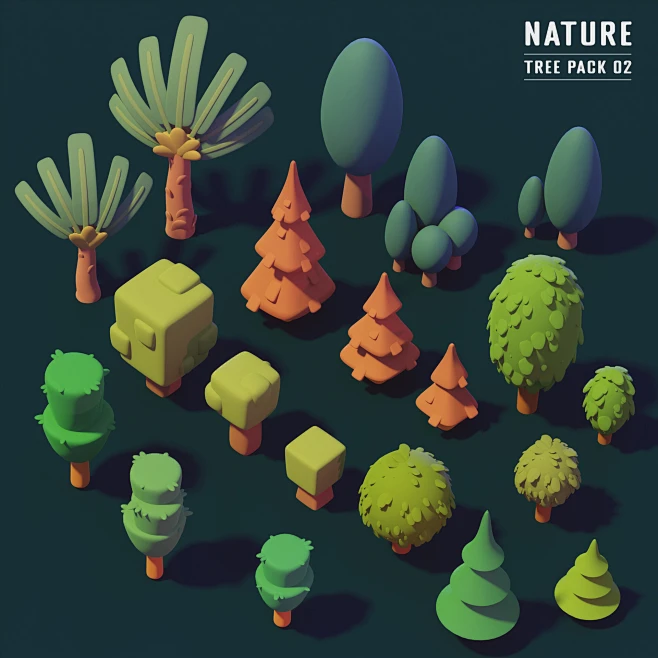 Nature - Tree Pack 02 Stylized 3D Game Assets-花瓣网