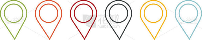 coloured pins and icon