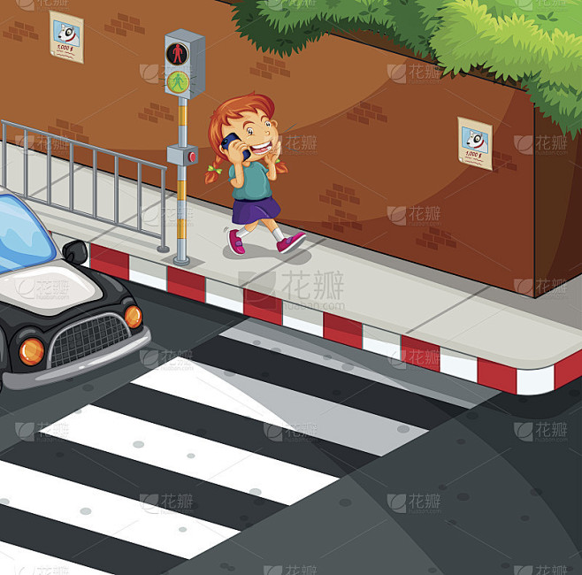 在路上打电话的女孩