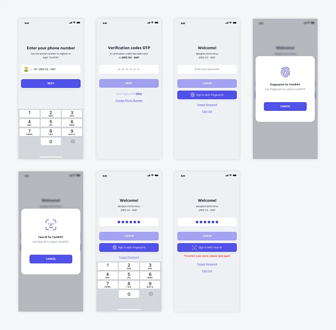 app login 手机、faceid登录ui .fig素材下载 - 豆皮儿UI-花瓣网