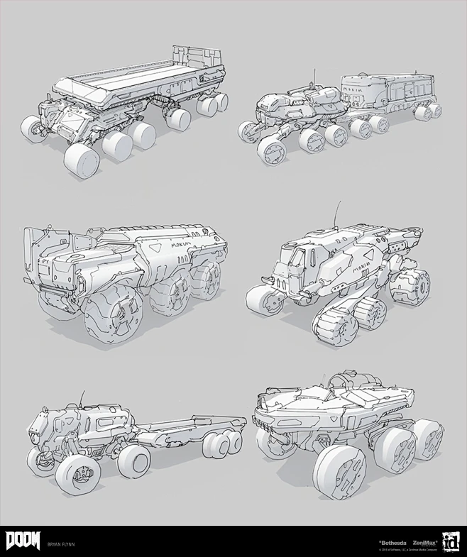 Doom 2016 Construction Vehicle Sketches, Bryan Flynn : Doom 2016 ...