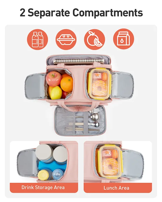 Amazon.com: TOURIT Lunch Box for Women Double-Sided Compartment Large ...