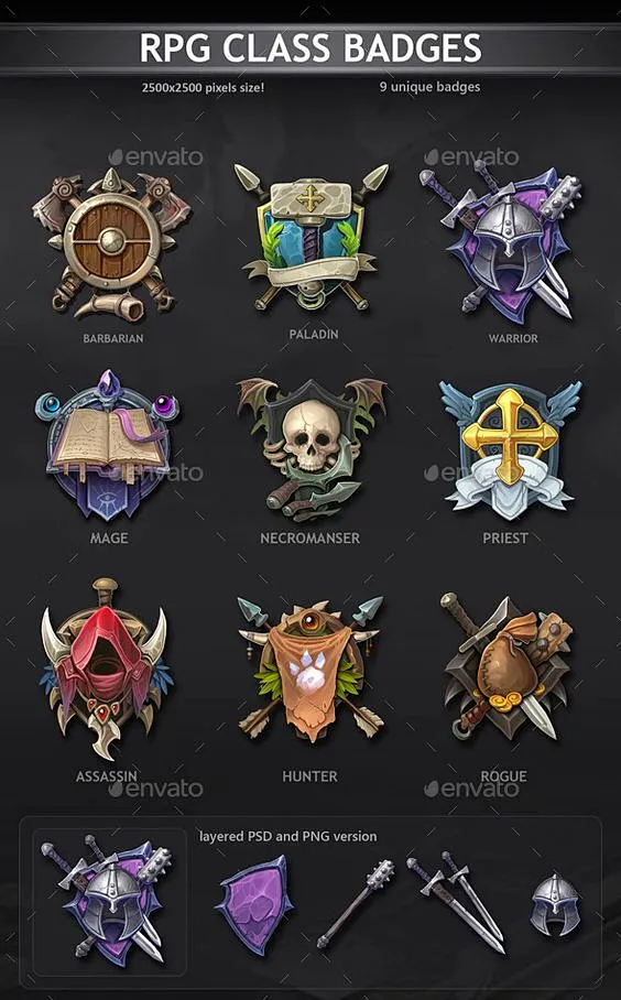 RPG Class Badges by REXARD | GraphicRiver-花瓣网