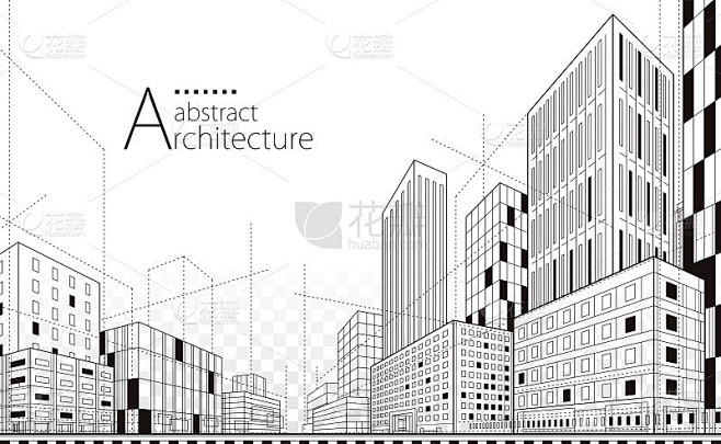 建筑建筑透视设计，抽象现代城市景观背景。