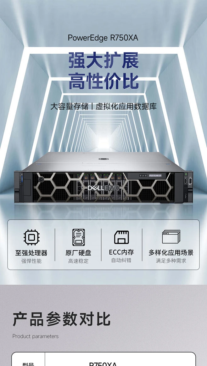 【戴尔R750XA】戴尔（DELL）R750XA企业级机架式服务器主机 深度学习高性能计算 2颗6348 单电 64G丨5块2.4T SAS丨 ...