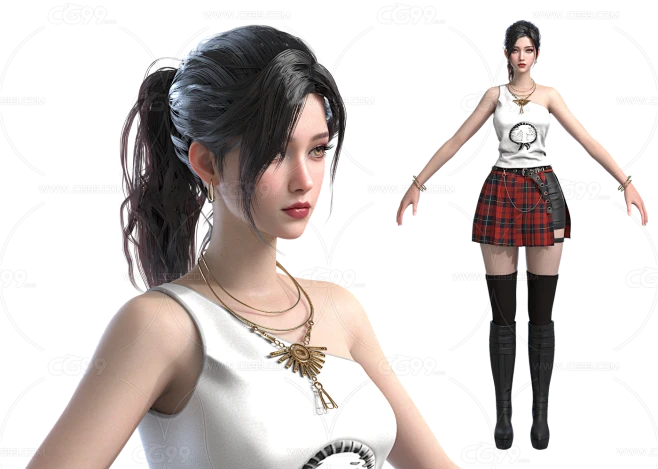 写实女孩 现代人物 短裙女人 都市美女 辣妹 性感美女-cg模型免费下载-maya模型-CG99-花瓣网