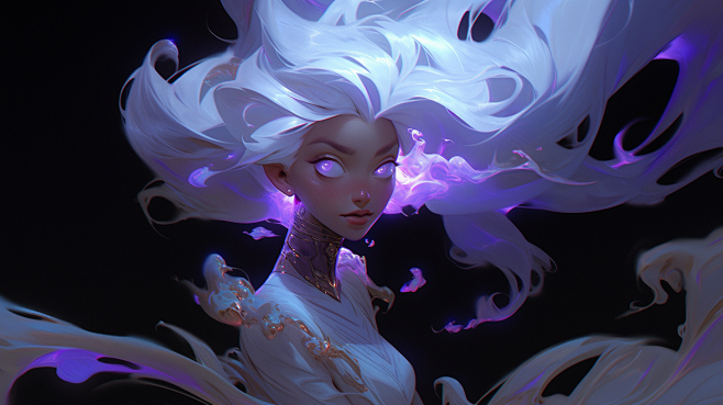 Gadal_portrait_of_white_hair_girl_colorful_lighta_huge_peacockp ...