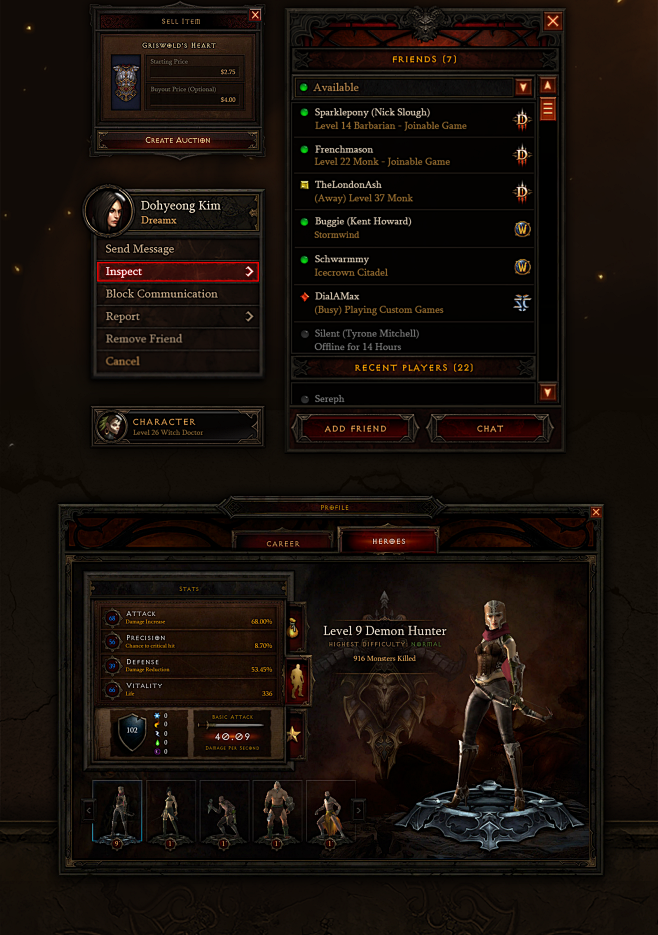 Diablo 3 Diablo III d3 diii Blizzard blizzard entertainment UI ux ui a ...