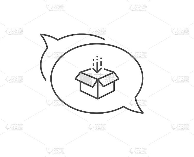 Get box line icon. Open delivery parcel sign. Carg