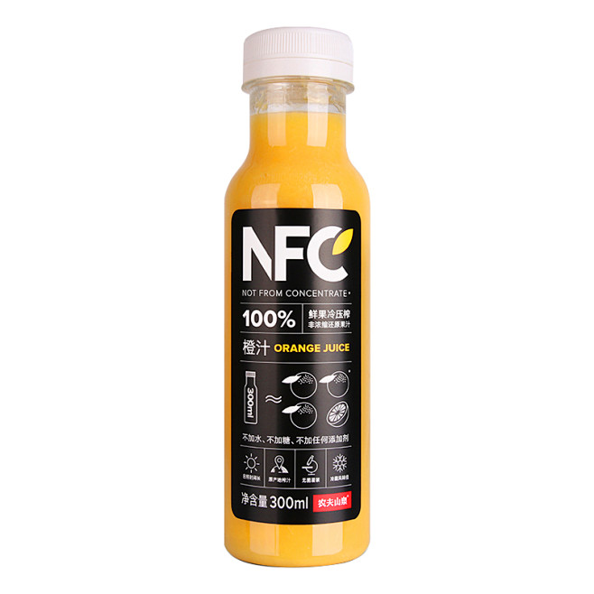 农夫山泉 NFC橙汁苹果香蕉芒果鲜果冷压榨果汁300ml*10瓶-tmall.com天猫