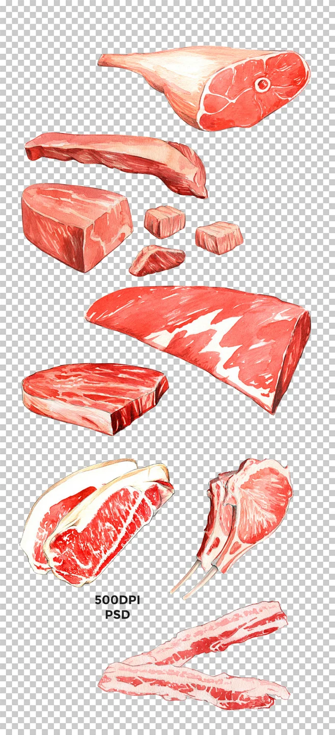 beef watercolor ILLUSTRATION Isolated layered meat meat watercolor ...