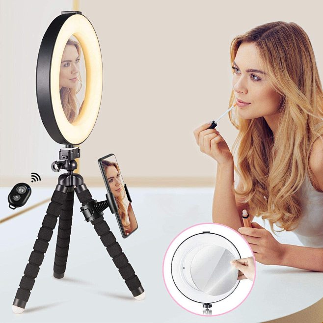 Amazon.com: Selfie Ring Light - 14 Colors RGB Ring Light with 2 ...