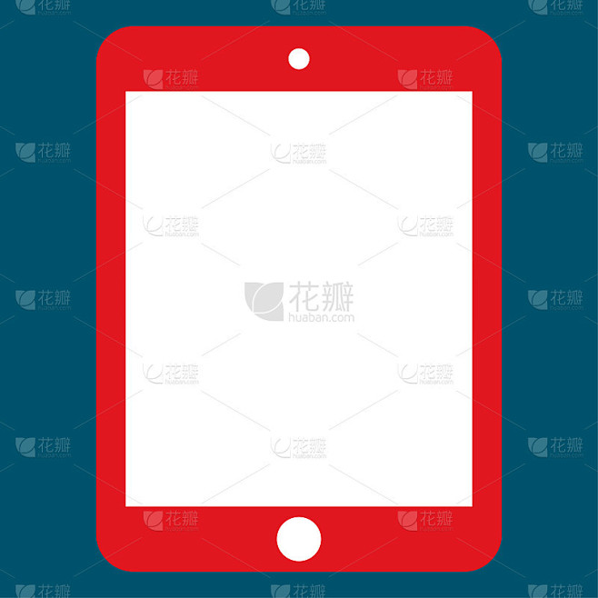 Red color tablet with white screen and white menu