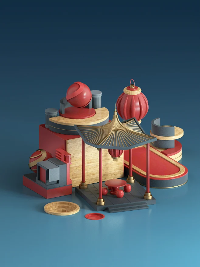 c4d china style Mox-花瓣网