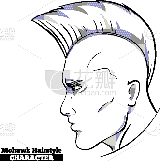 性格,侧面像,人,男人,肖像,莫西干头,头发,成年的,矢量