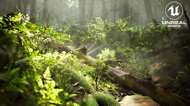 UE5-森林场景-UE4静态烘焙与UE5 Lumen渲染比对-花瓣网