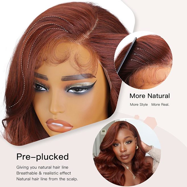Amazon.com : cuiud Body Wave Lace Front Synthetic Wig Pre Plucked,Wear ...
