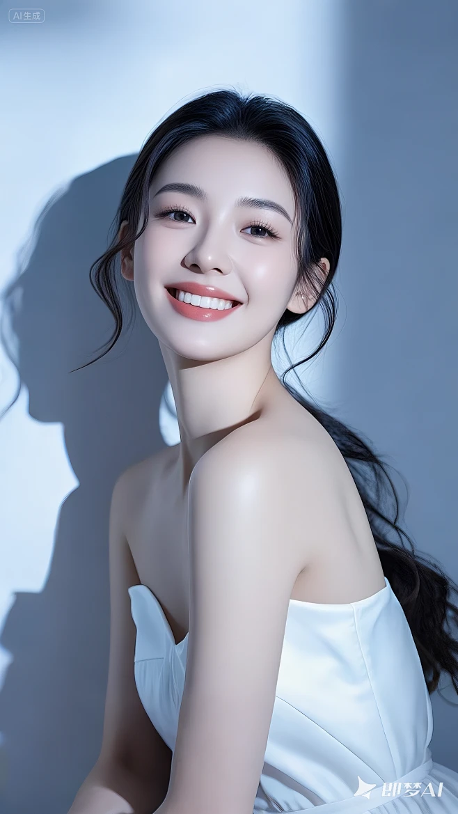 jimeng-2025-07-23-1651-美女模特，32k，超写实，超高清，超精致，大师作品，女模特，微笑，直角肩，画面细-花瓣网