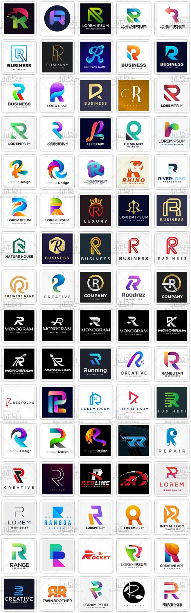 字母系列R LOGO商标设计vi素材包 ai矢量源文件淘宝店标微商标志-淘宝网-花瓣网