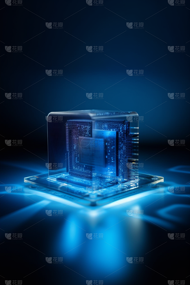 c4d酷炫AI人工智能三维立体科技芯片