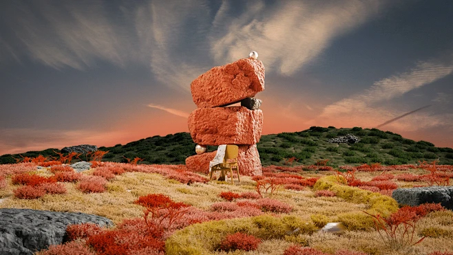 3D abstract CGI cinema 4d dreamscape Landscape Render surreal-花瓣网