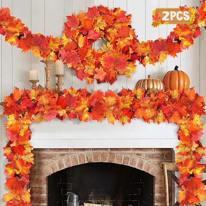 Palmatte 2 Pack Fall Decorations for Home Porch Front Door, 5.8ft Fake ...
