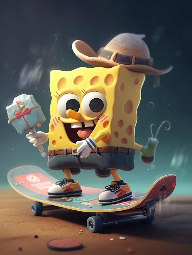 goku0904_SpongeBob_Riding_a_skateboard_playing_chibi_Blind_box_45
