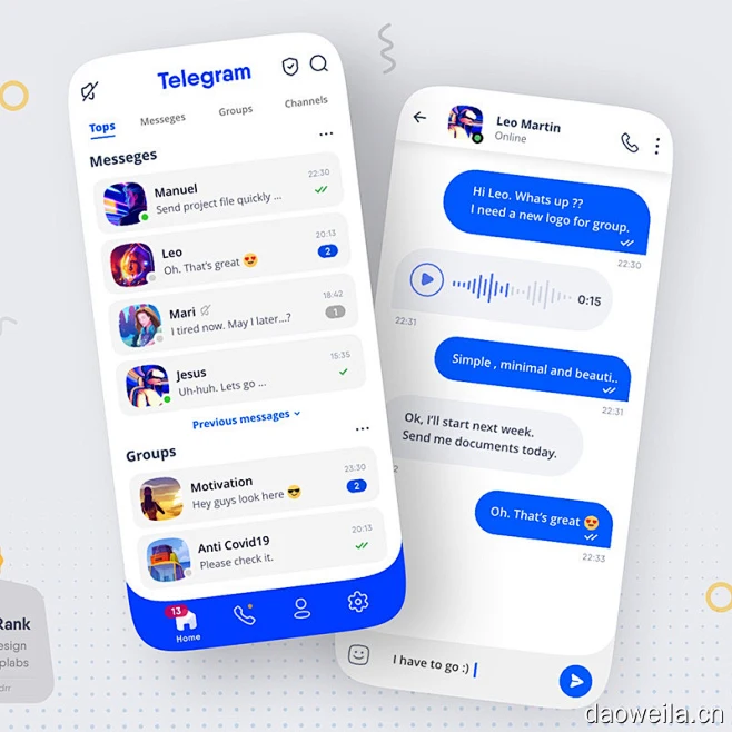 电报社交app界面重构设计模板 telegram redesign challenge-花瓣网