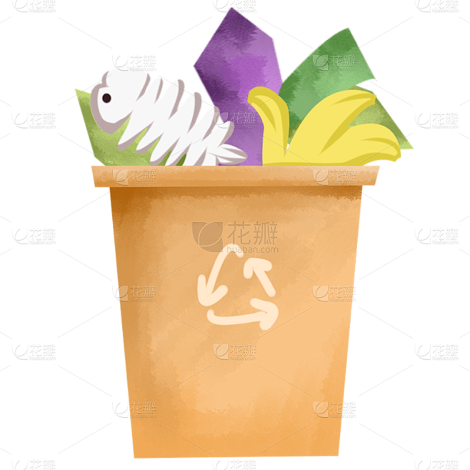 手绘-环保元素贴纸-垃圾分类