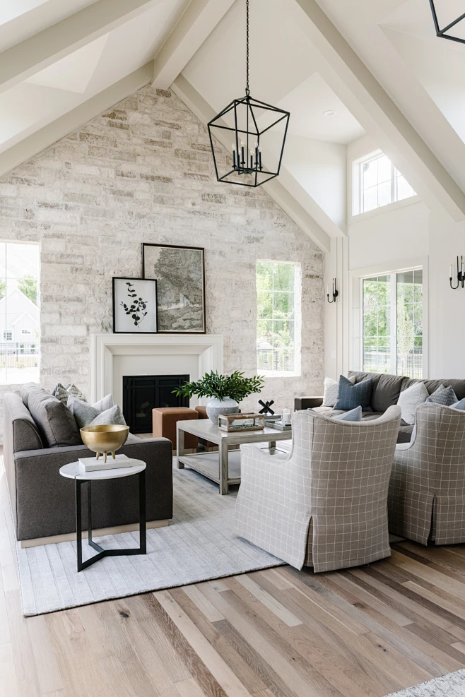 Inspiration for a transitional open concept light wood floor, beige ...