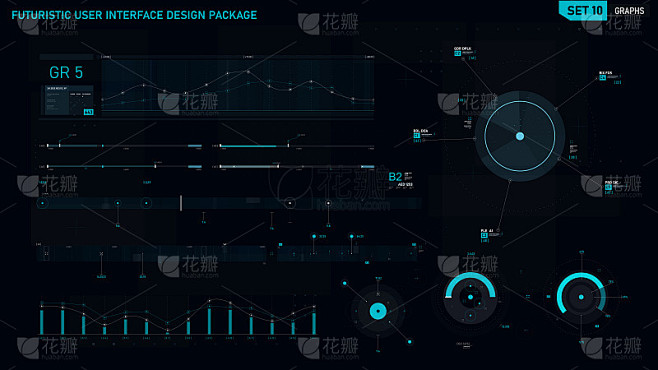 Futuristic user interface design element set 10