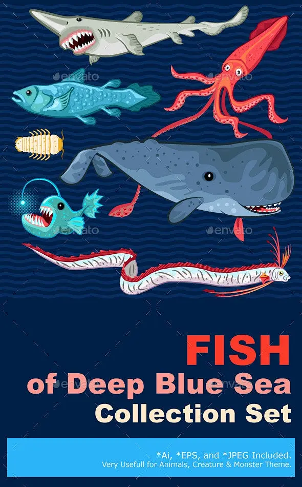 Fish Of The Deep Blue Sea Collection Set - Monsters Characters-花瓣网