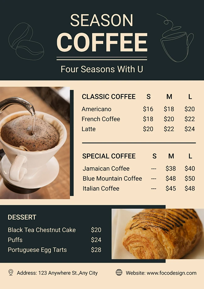 Fashioh Hand Painted Pattern Cofee And Bakery Pastry Sale Menu素材-花瓣网