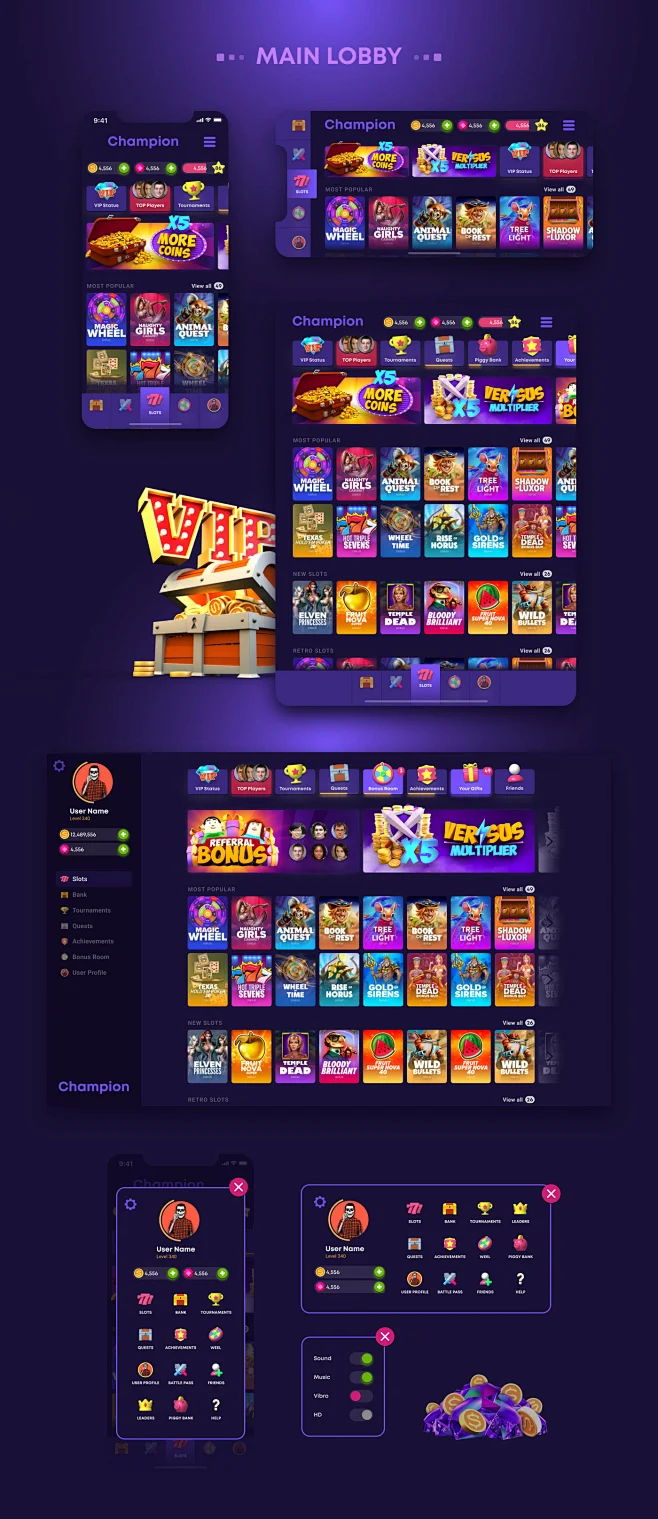 3D model casino crosplay gambling game prototype Slots UI uikit ux-花瓣网