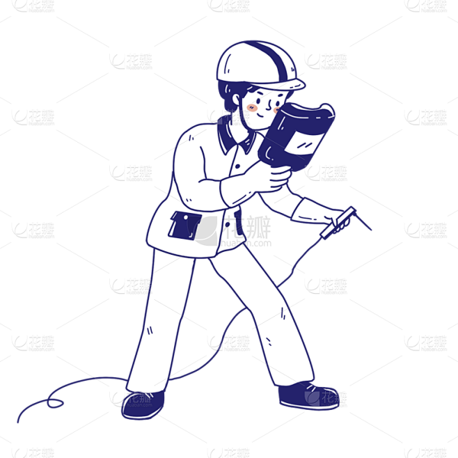 手绘-简笔画人物职业形象-电焊工