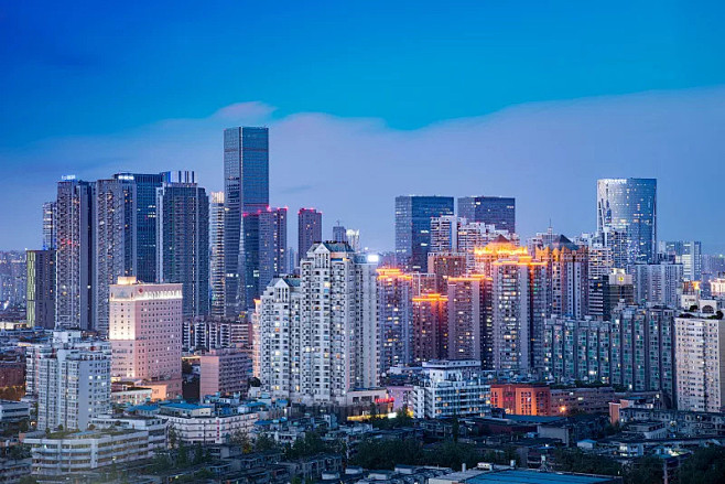 成都,cbd,远景,夜晚,公园图片